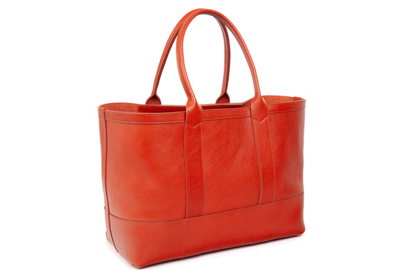Leather Open Top Medium Tote - Handmade Leather Tote Bag