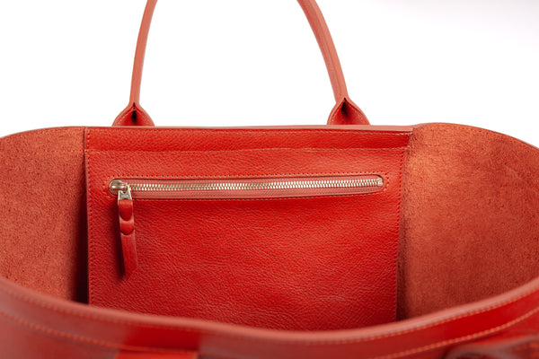 Leather Open Top Medium Tote - Handmade Leather Tote Bag