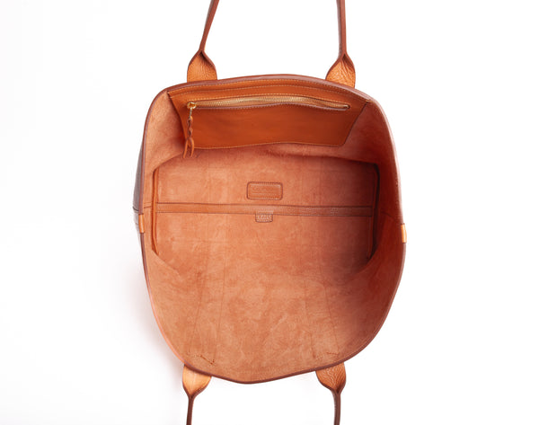 Leather Open Top Medium Tote - Handmade Leather Tote Bag